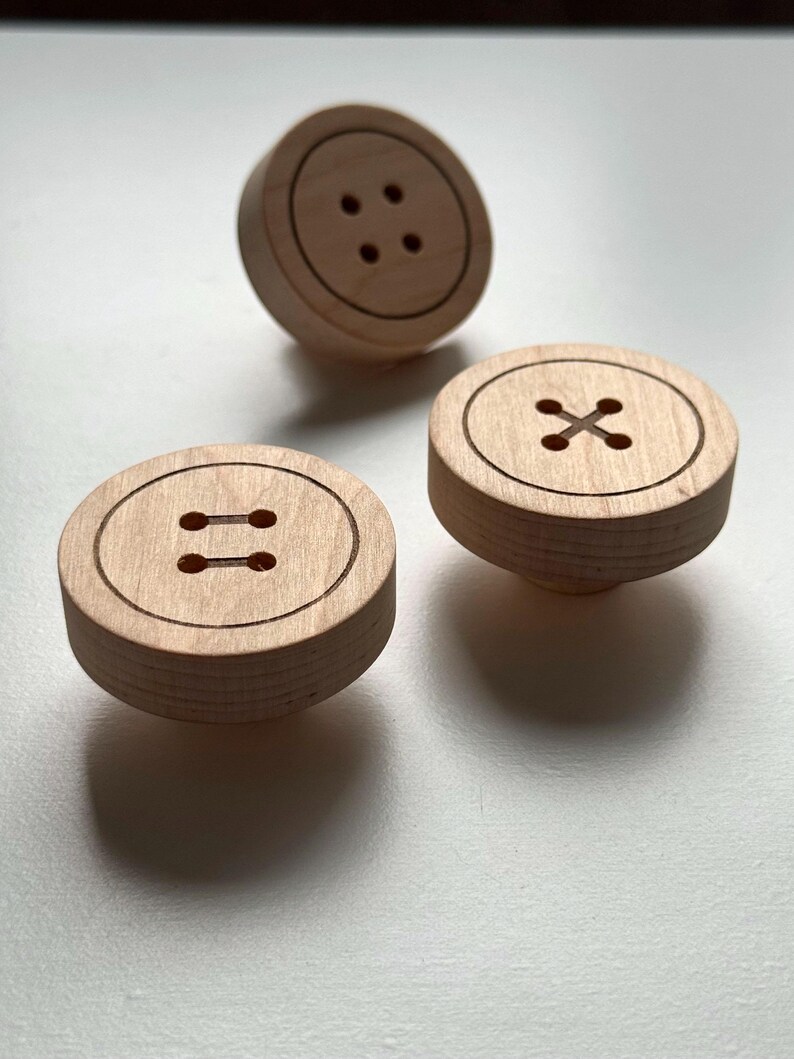 Wooden Button Knob - Dresser Drawer Pulls - Button Shape Cabinet Door ...