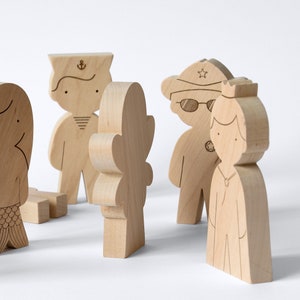 Wooden People Figurines - Pirate, Policeman, Sheriff, Sailor ...