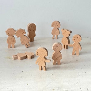 Waldorf Natural Wooden Dolls People - Human Figures - Wood Toy for Role ...