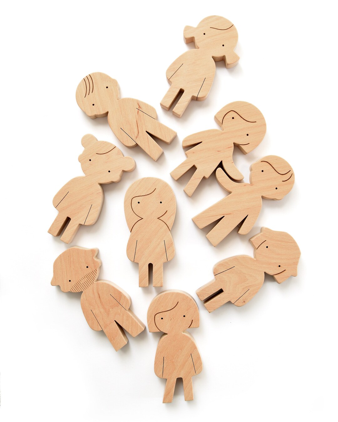 Waldorf Natural Wooden Dolls People - Human Figures - Wood Toy for Role ...