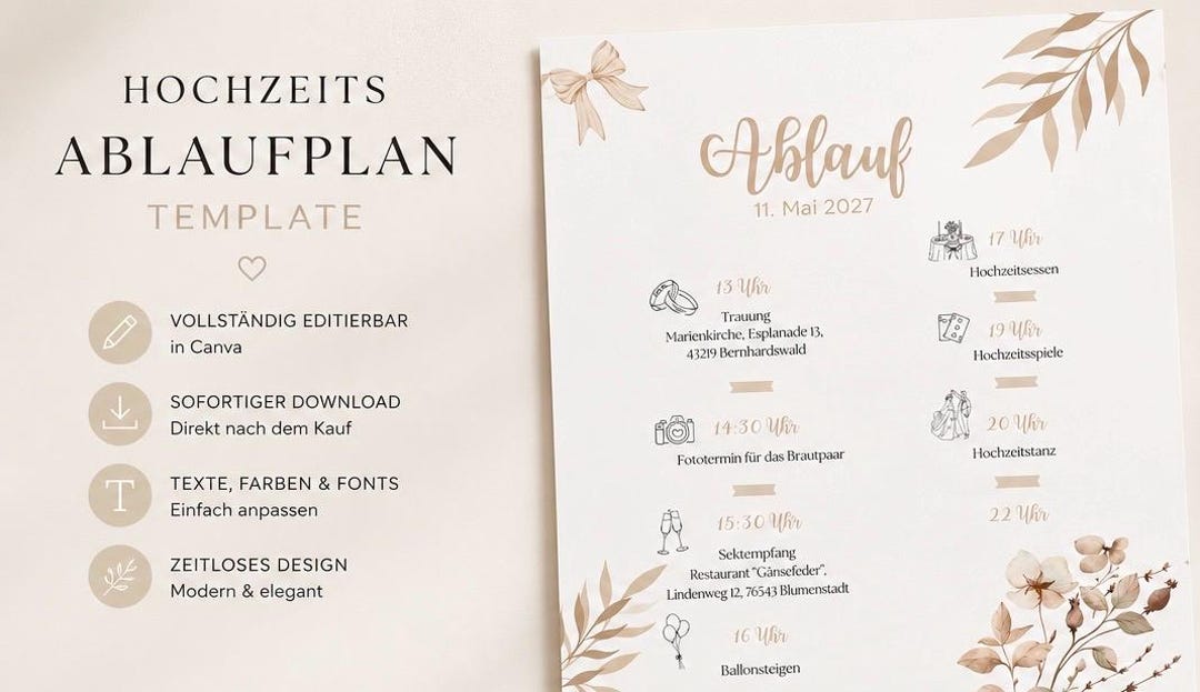 Modern Wedding Timeline | Canva Template for Your Wedding - Etsy