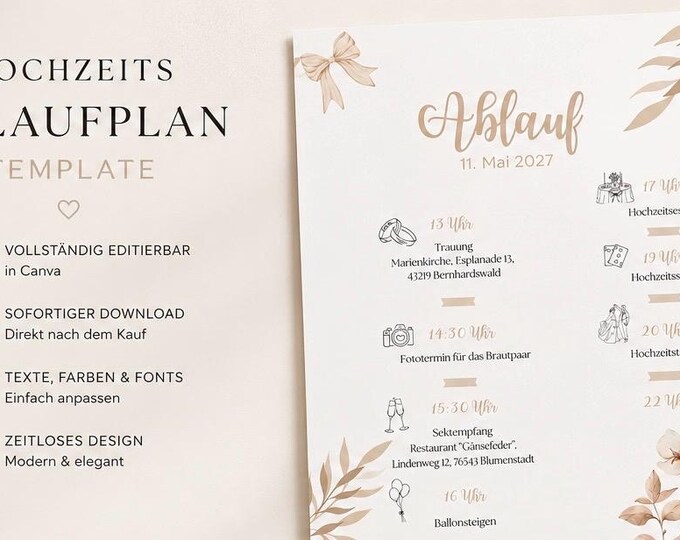 Modern Wedding Timeline | Canva Template for Your Wedding - Etsy