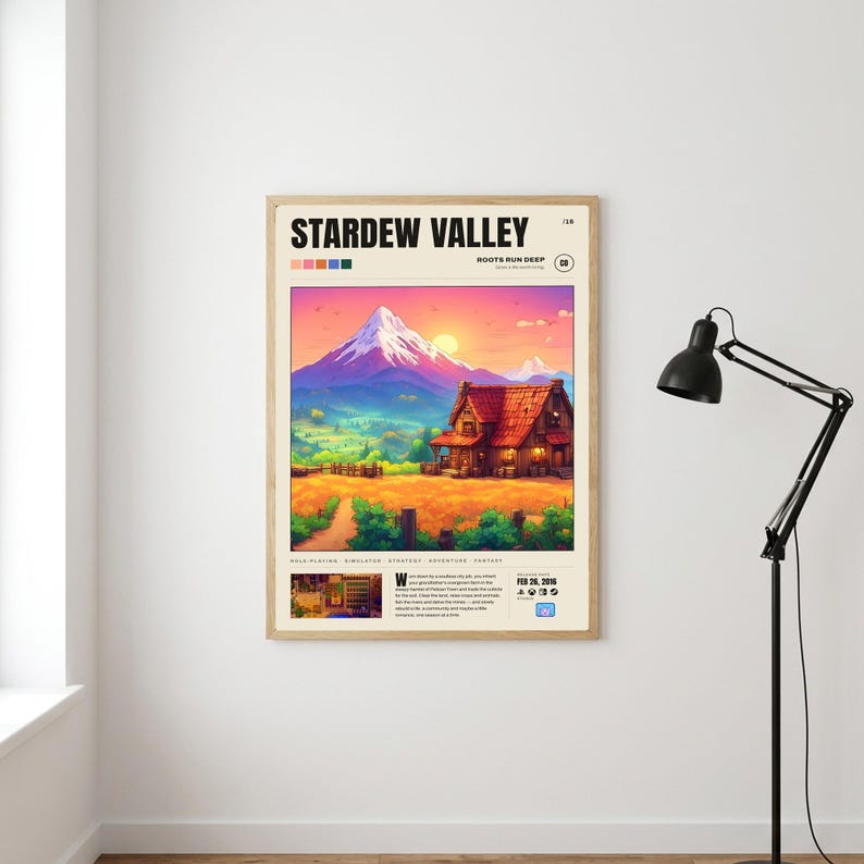 Stardew Valley Poster, Minimalist Farm Life Art, Gaming Room Decor ...