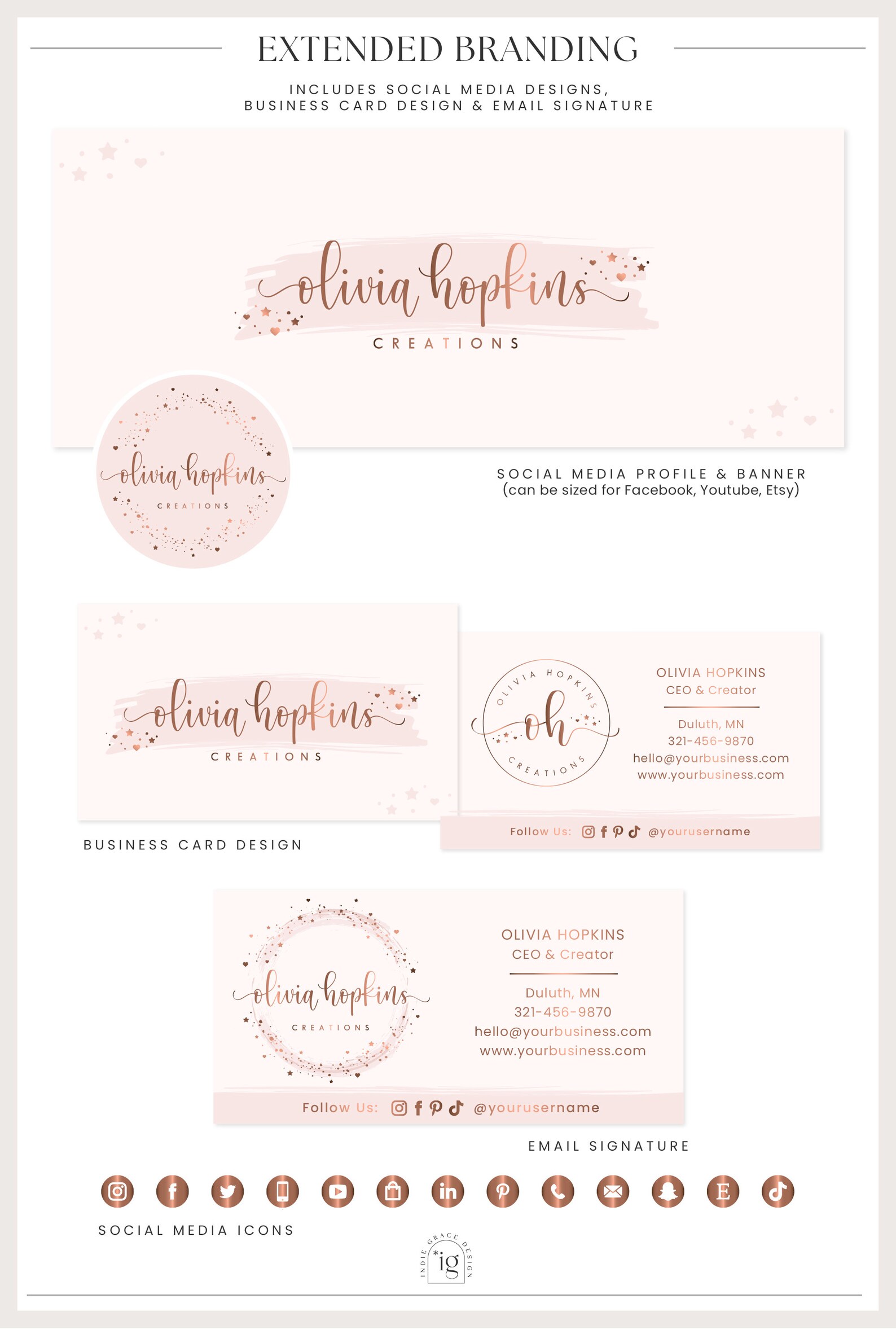 Pretty Rose Gold Pink Confetti Logo Design, Premade Modern Watercolor ...