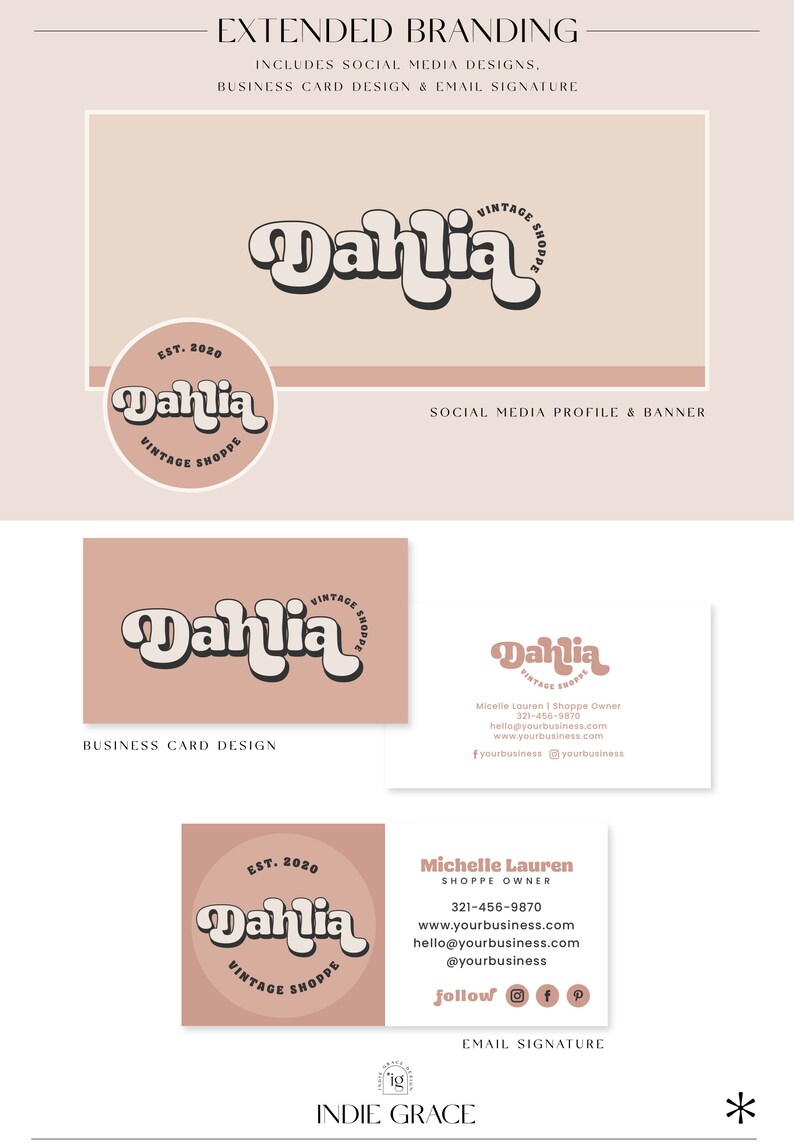 Funky Retro Font Logo Premade Boutique Logo Hippie Brand - Etsy Canada