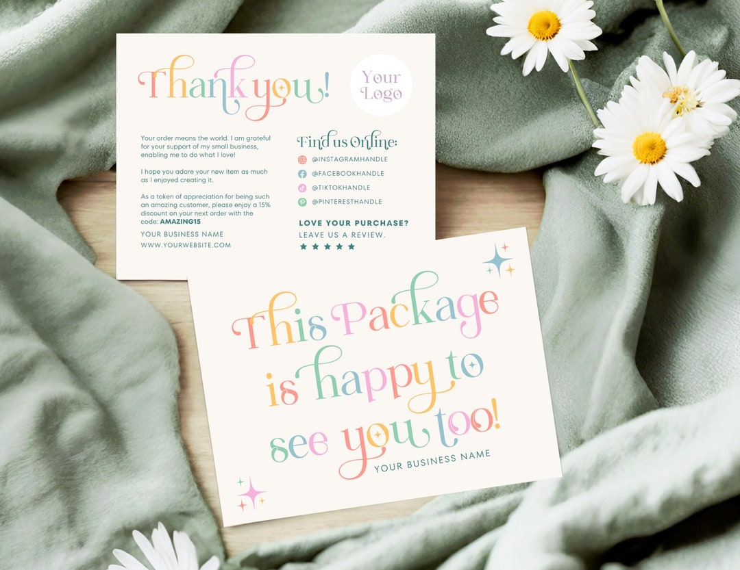 Colorful Business Thank You Card Canva Template, Printable Retro Thanks ...