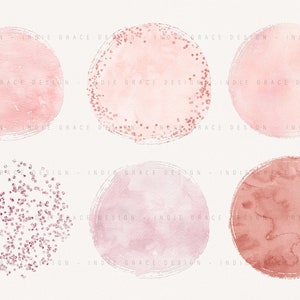 Blush Watercolor and Shimmer Circles - Confetti Clip Art - Circle Brush ...