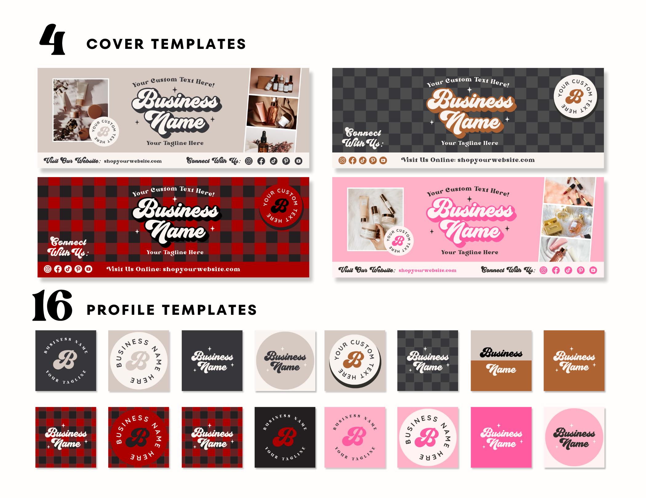 Editable Retro Facebook Kit, Groovy Script Facebook Page Banners, DIY ...
