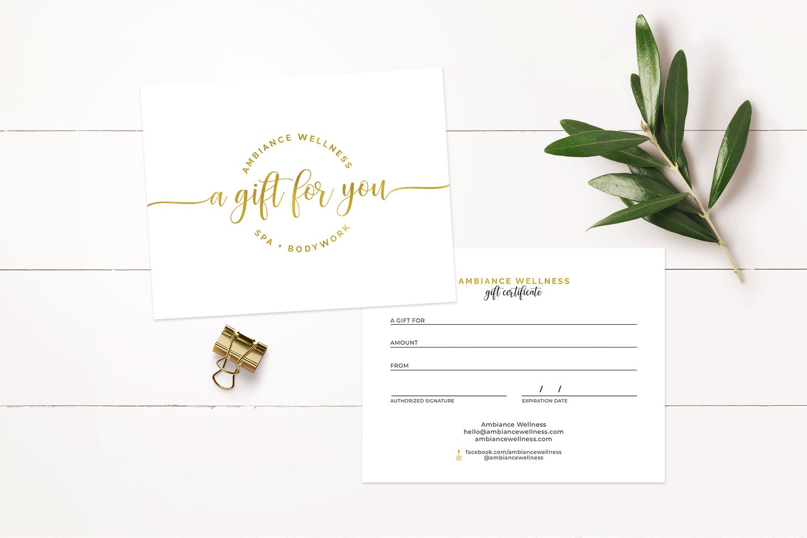 Modern Gift Certificate Template Double Sided Gift | Etsy