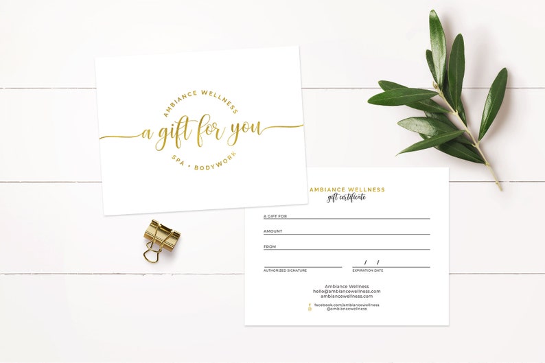Modern Gift Certificate Template Double Sided Gift - Etsy
