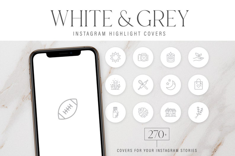 270 White & Grey Instagram Highlight Cover Images Modern - Etsy