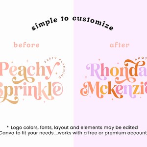 Peach Retro Font Logo Instant Download, Colorful Bright Logo Design ...