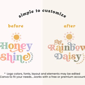 Modern Colorful Boho Sun Logo, Retro Bright Logo Watermark & Submark ...