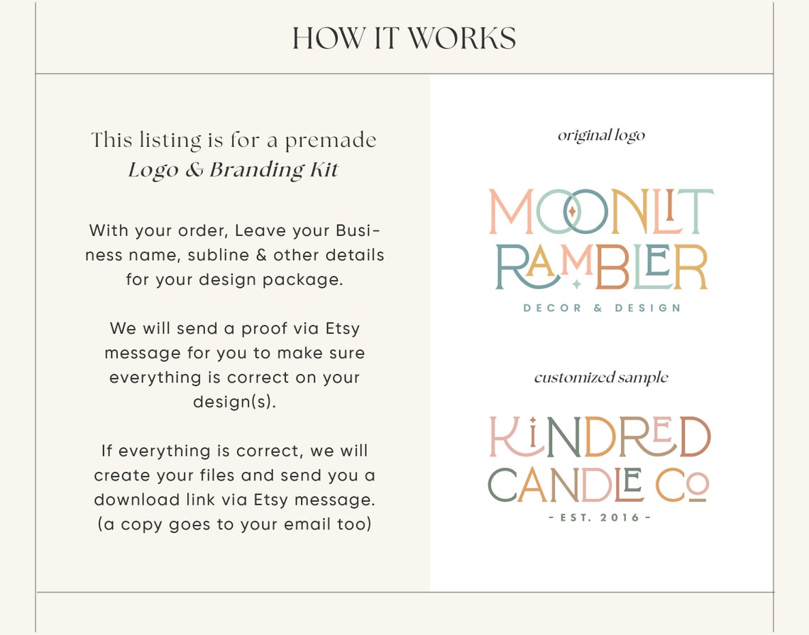 Premade Twig Logo Modern Calligraphy Logo Design Laurel Leaf - Etsy