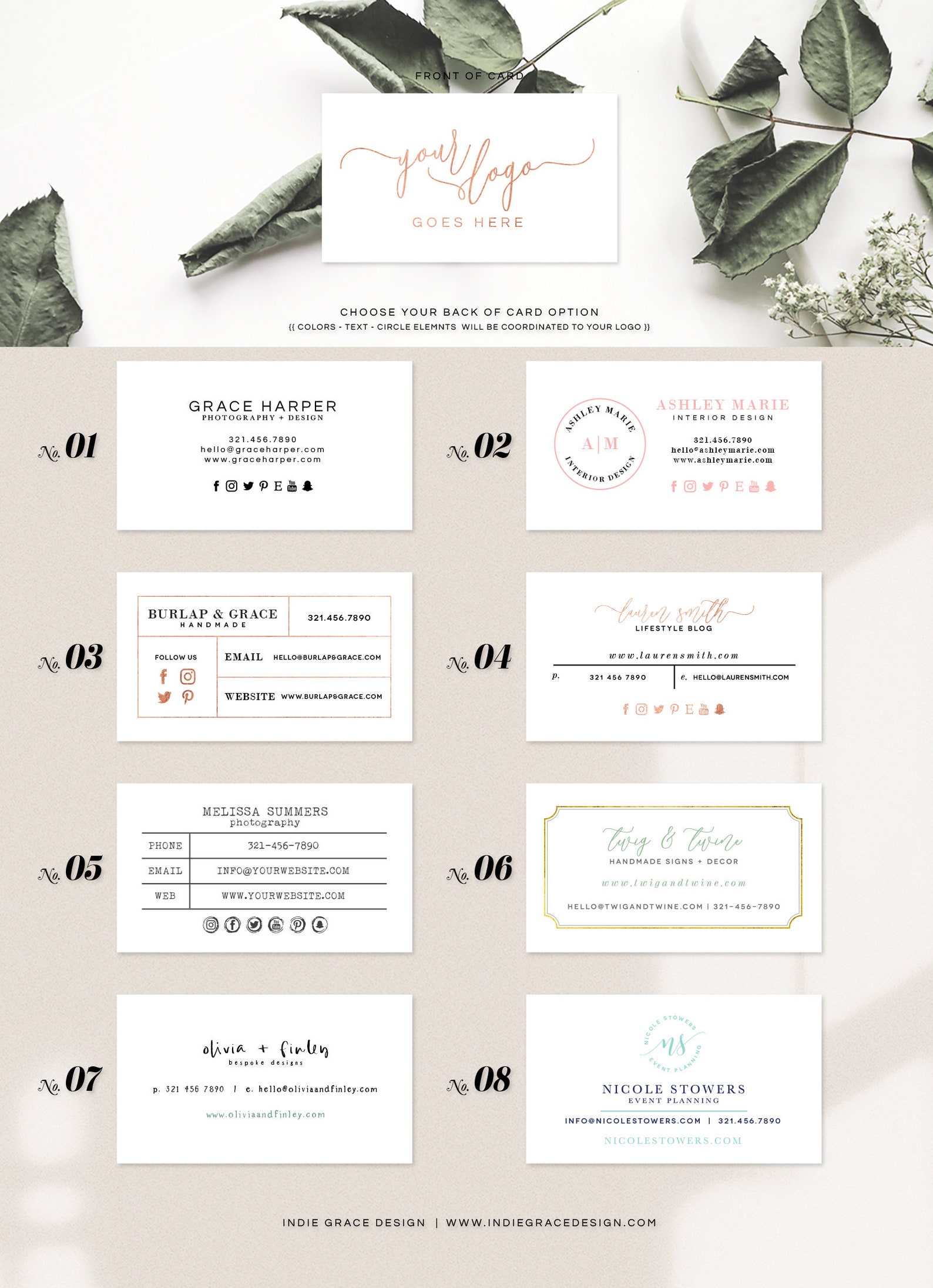 Premade Twig Logo Modern Calligraphy Logo Design Laurel Leaf - Etsy