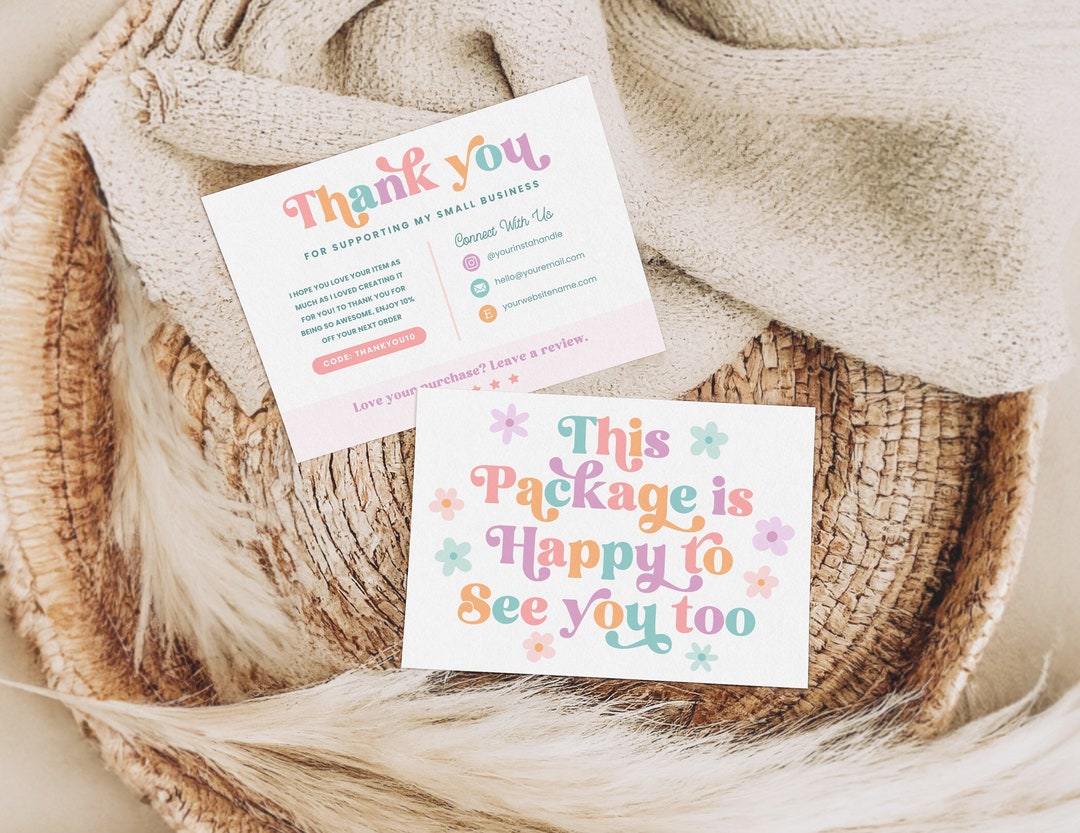 Colorful Business Thank You Card Template Canva, Printable Retro Floral ...