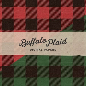 Vintage Buffalo Plaid Papers - Digital Foil Papers - Plaid Patterns ...
