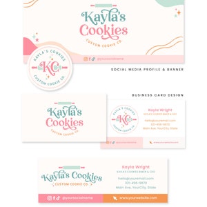 Bright Colorful Bakery Logo, Premade Boho Cooking Logo Design, Semi ...