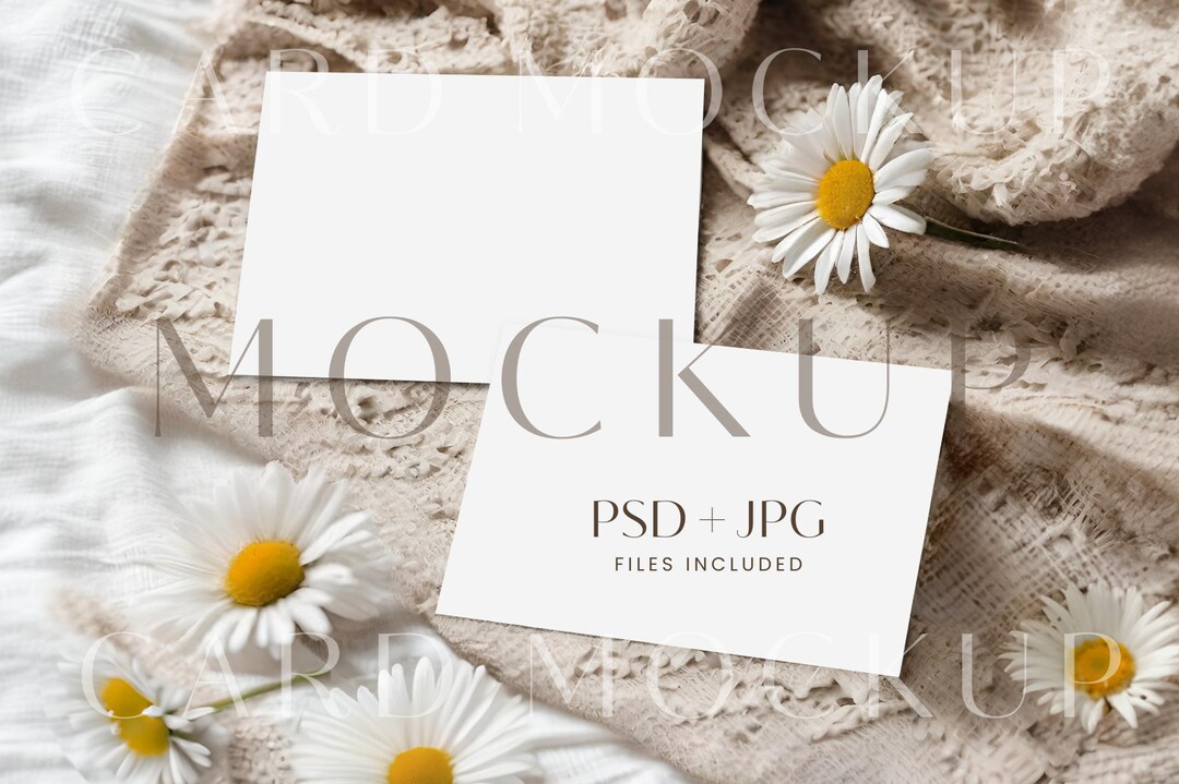 Boho Daisies Card Mockup, Card Mock Up, Wedding Stationary Mockup ...
