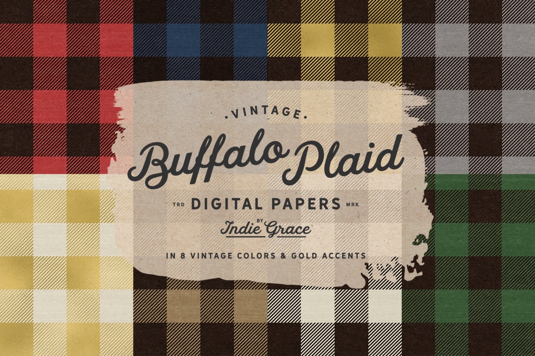 Vintage Buffalo Plaid Papers - Digital Foil Papers - Plaid Patterns ...