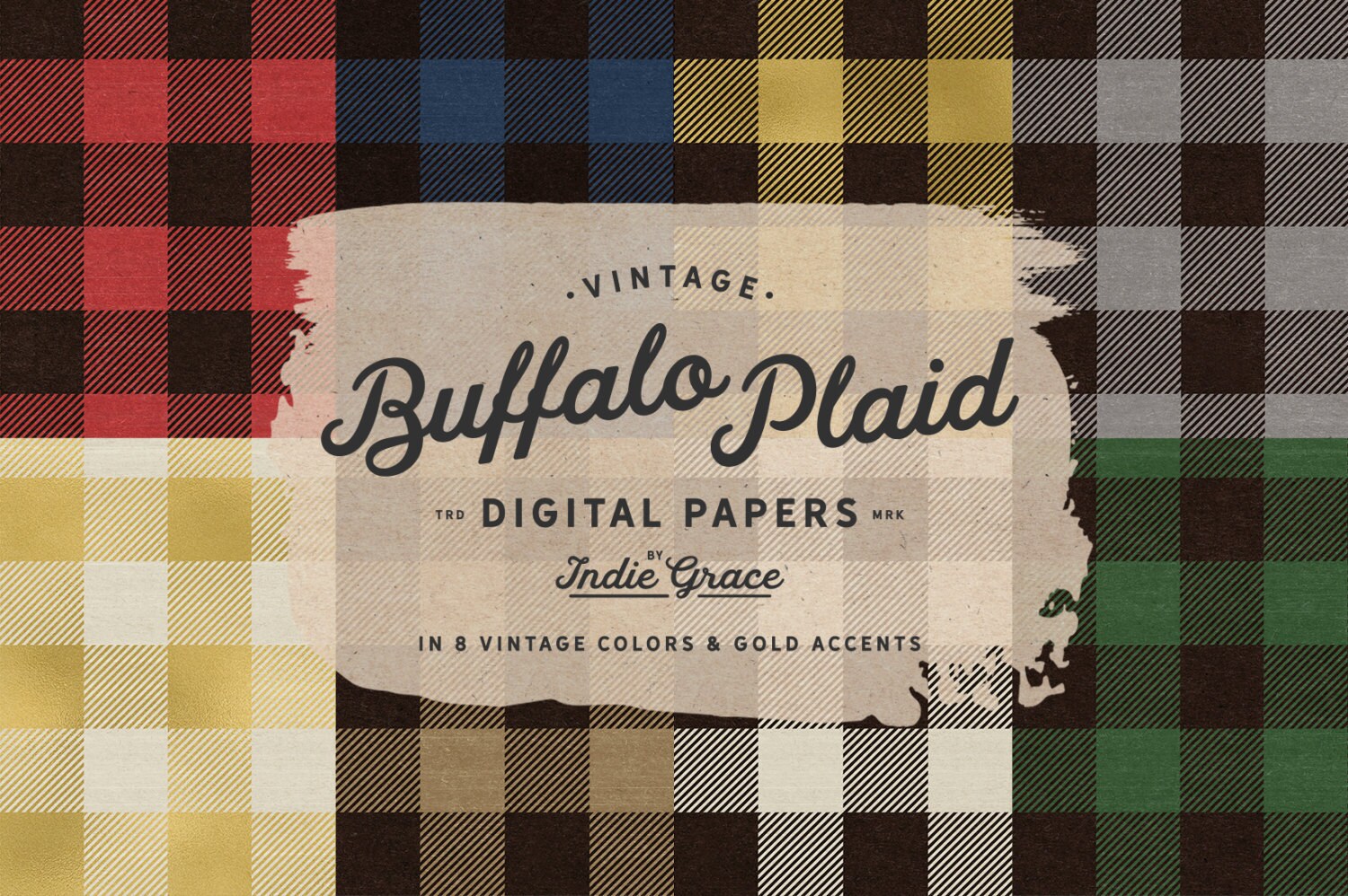 Vintage Buffalo Plaid Papers Digital Foil Papers Plaid | Etsy