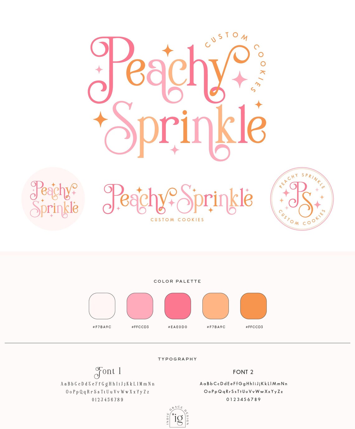 Peach & Pink Premade Logo Design Modern Colorful Logo Bright - Etsy