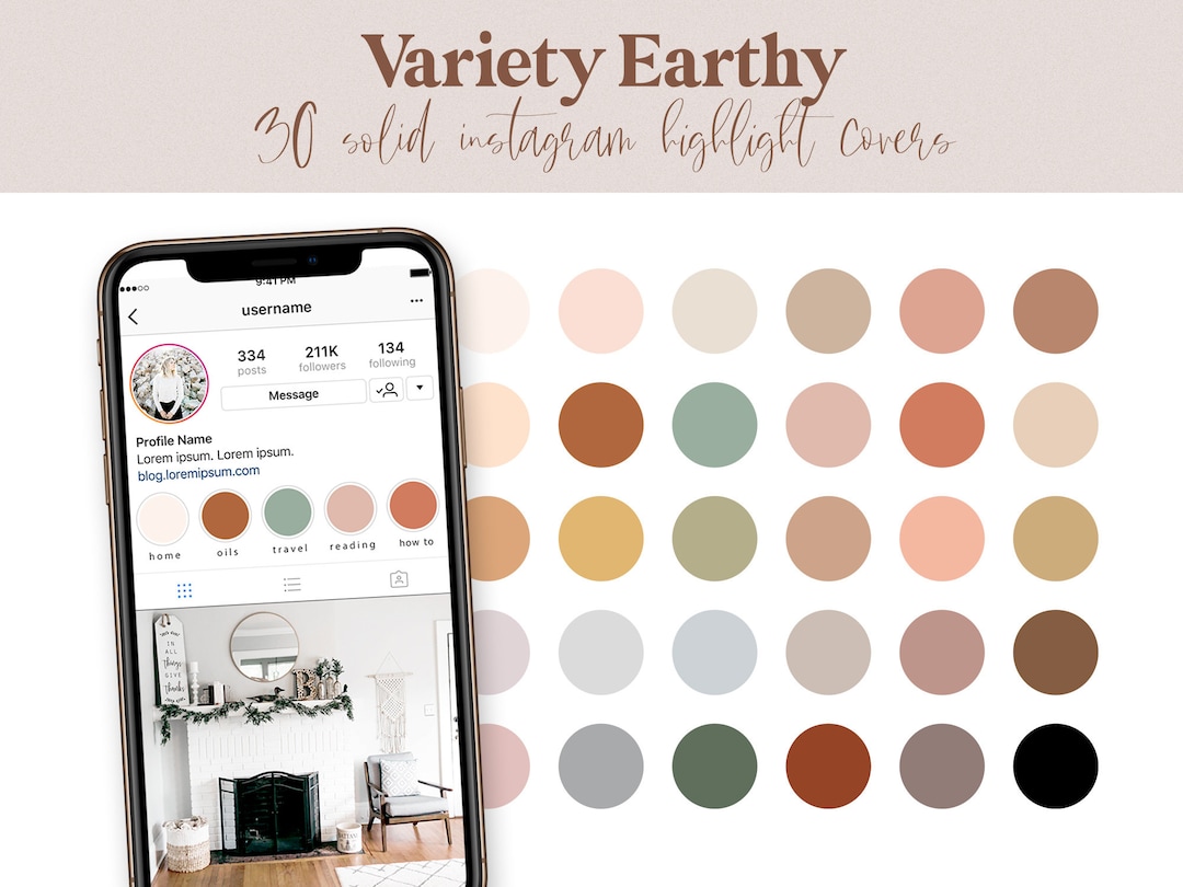 Variety Earthy Solid Instagram Highlight Covers Terra Cotta, Green ...
