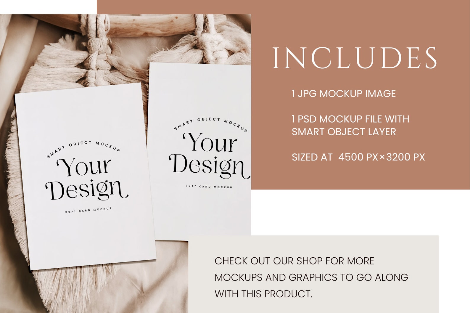 Boho Card Mockup, Vertical Card Mockup, Wedding Stationary Mockup ...