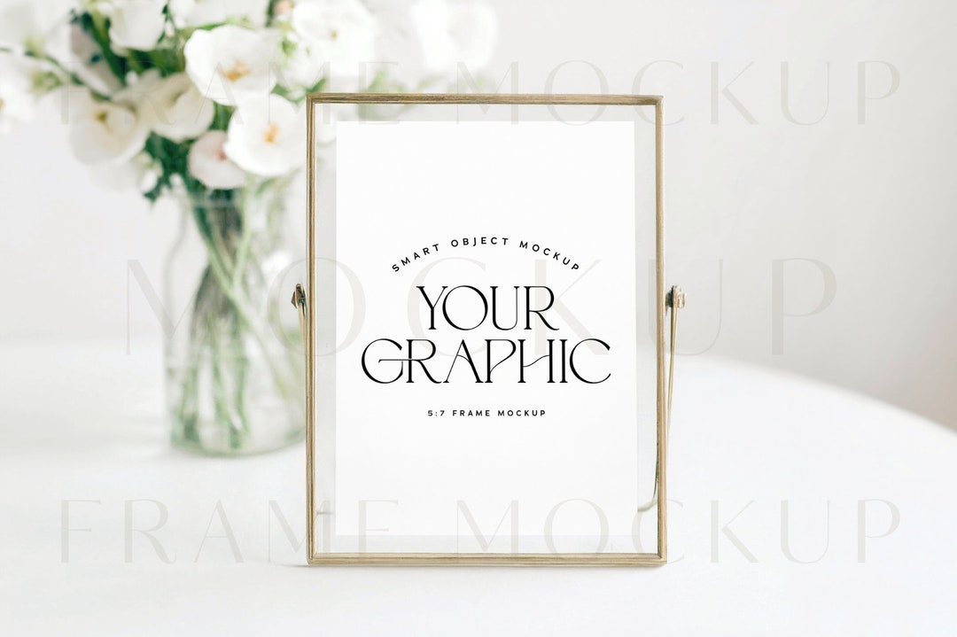 Modern Gold 5x7 Table Frame Mockup, Gold Table Sign, Easel Table Frame ...