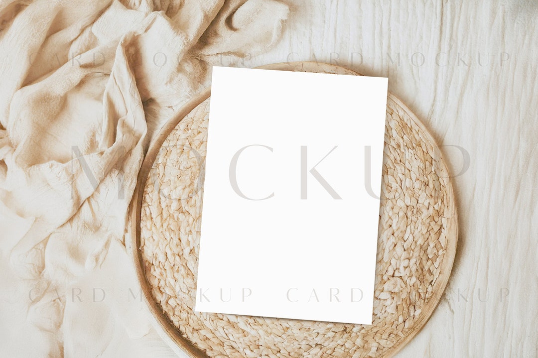 Minimalist 5x7 Vertical Card Mockup, Wedding Stationary Mockup, Boho ...