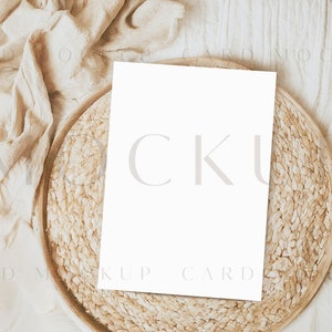 Minimalist 5x7 Vertical Card Mockup, Wedding Stationary Mockup, Boho ...