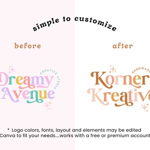 Funky Retro Font Logo Instant Download, Colorful Bright Logo Designs ...