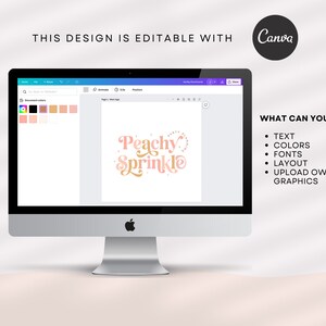 Peach Retro Font Logo Instant Download, Colorful Bright Logo Design ...