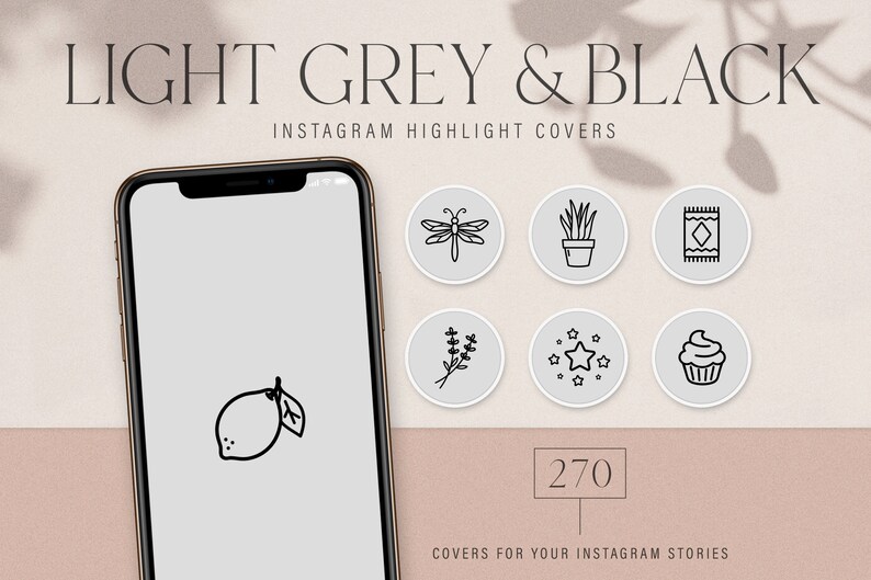 270 Instagram Highlight Cover Images Modern Light Grey & | Etsy