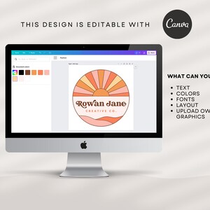 Colorful Boho Sun Logo, Retro Sunset Logo Watermark & Submark Kit ...