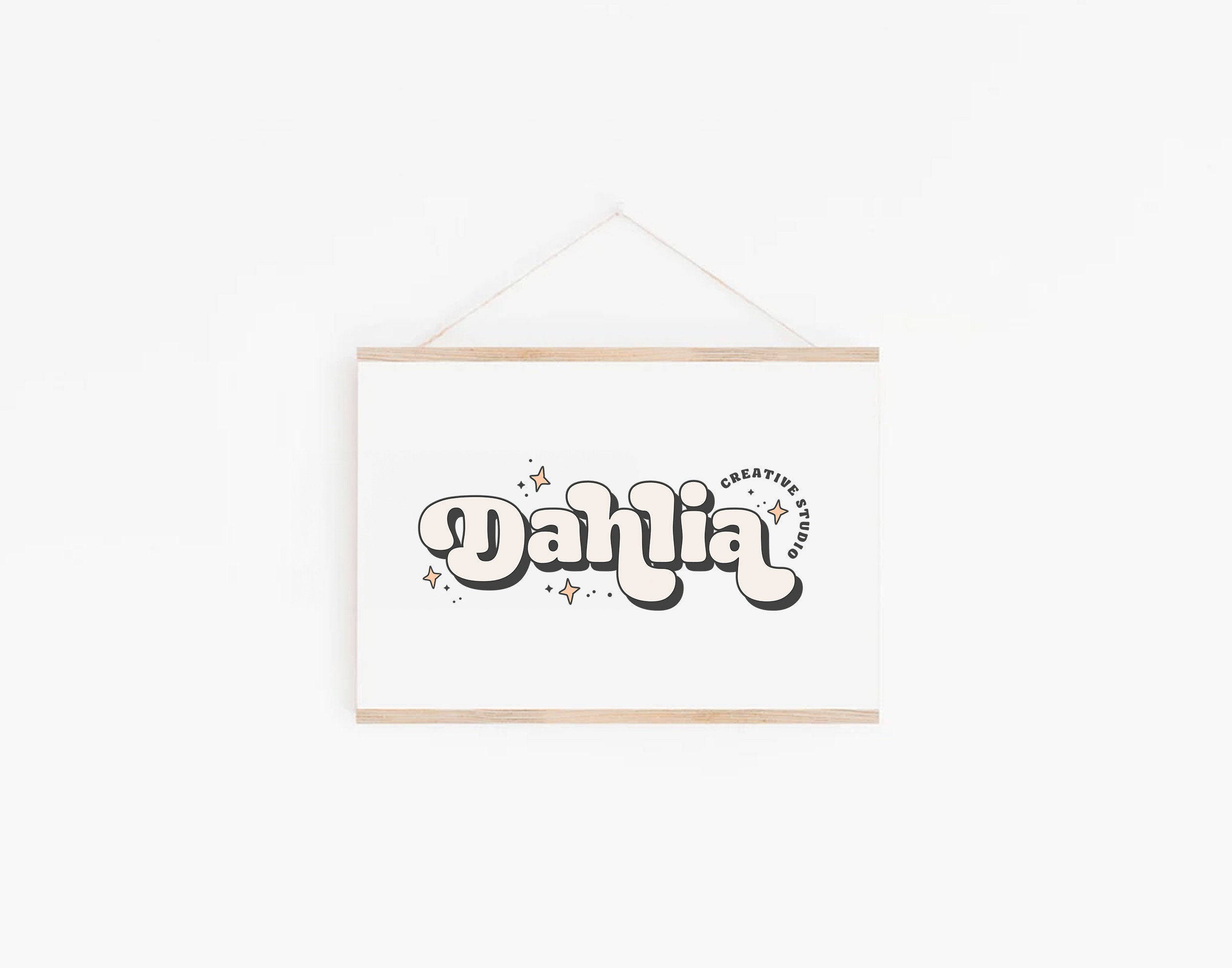 Funky Retro Font Logo Instant Download, Hippie Brand Design, 60s 70s ...