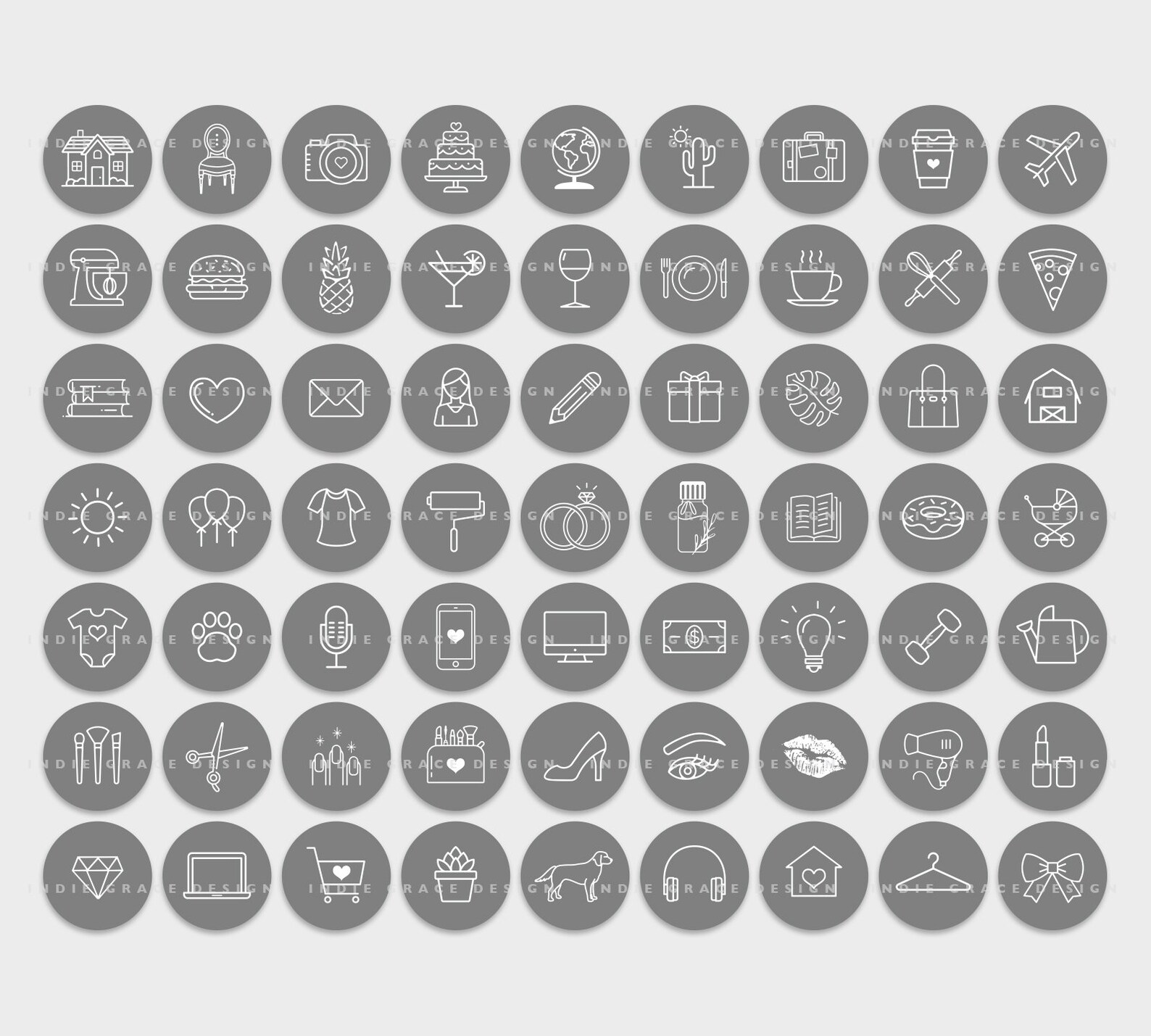 132 Instagram Highlight Cover Buttons Grey & White Social - Etsy