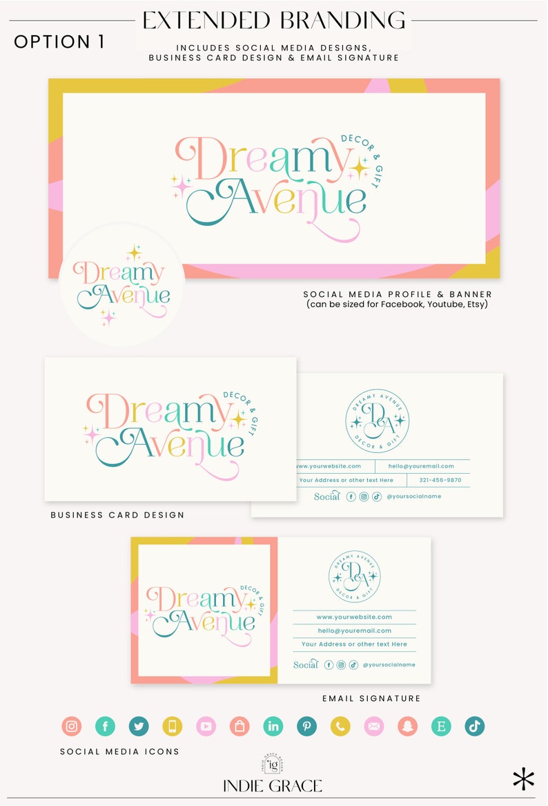 Modern Colorful Logo 70s Retro Rainbow Logo Premade Brand - Etsy