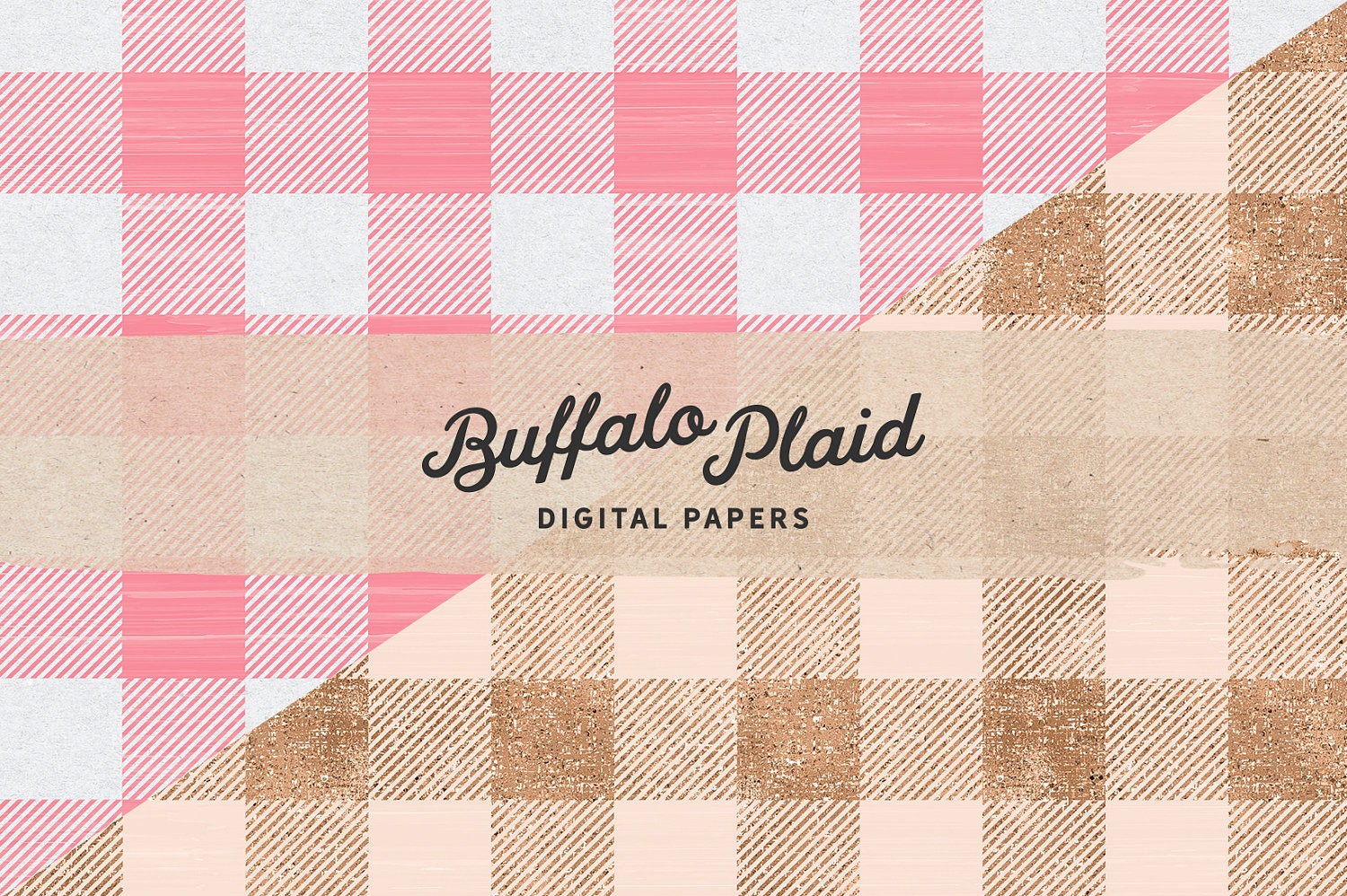 Pretty Pastel & Rose Gold Vintage Buffalo Plaid Papers - Check Checkker ...
