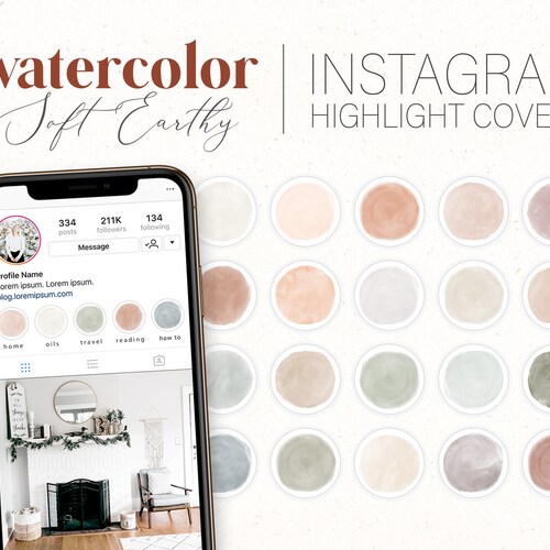 Instagram Story Highlight Icons Watercolor Circles Clipart - Etsy