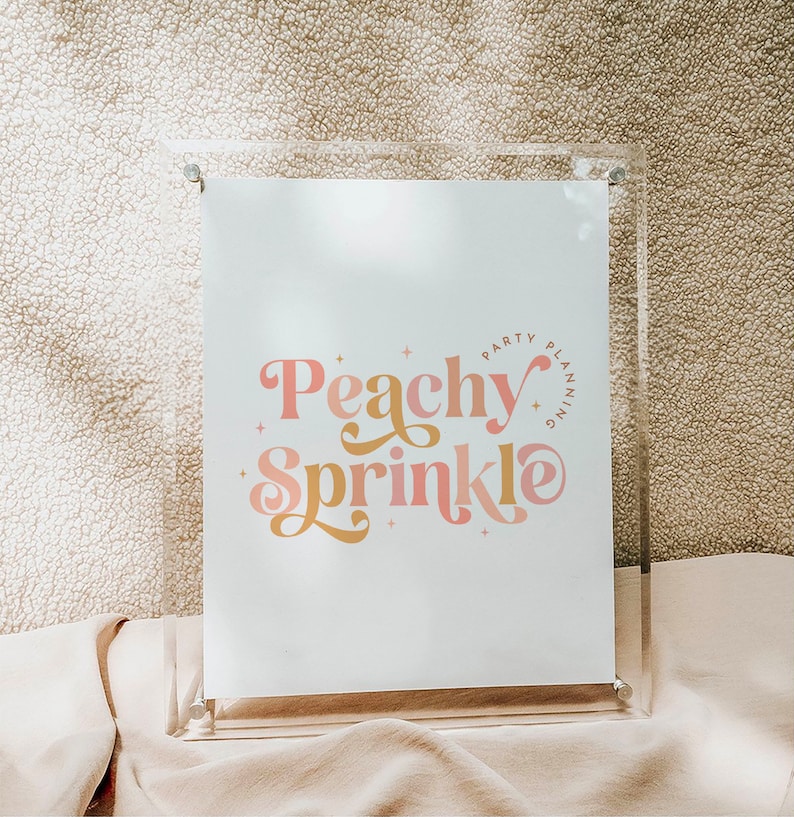 Peach Retro Font Logo Instant Download, Colorful Bright Logo Design ...