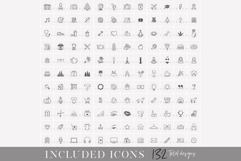 132 Instagram Highlight Cover Buttons Grey & White Social | Etsy