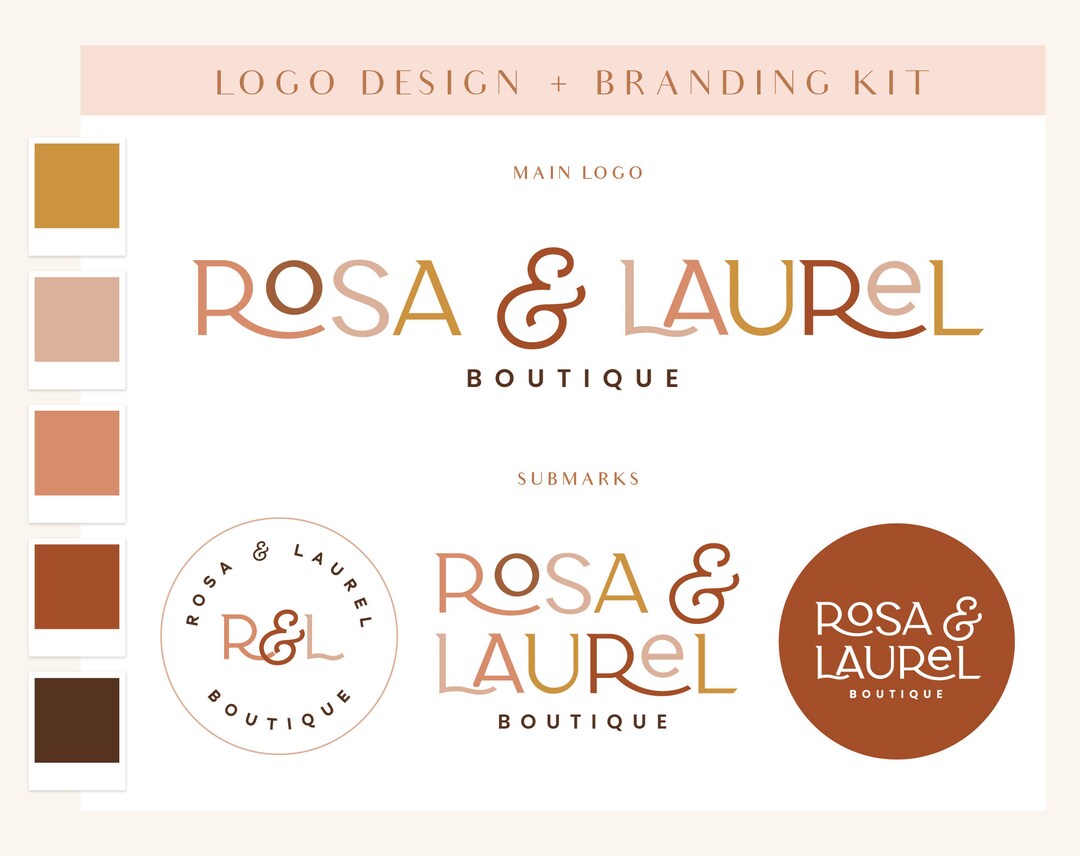 Modern Font Logo, Colorful Premade Boutique Brand, Photography Logo ...