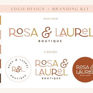 Modern Font Logo Colorful Premade Boutique Brand Photography - Etsy