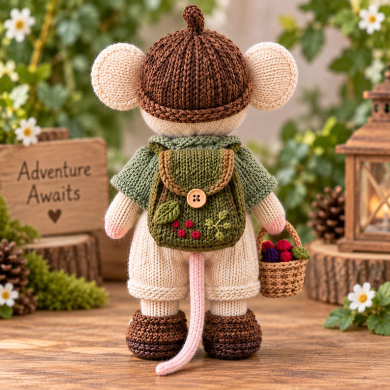 Woodland Mouse Knitting Pattern PDF, Knitted Mouse Doll, Forest Animal ...