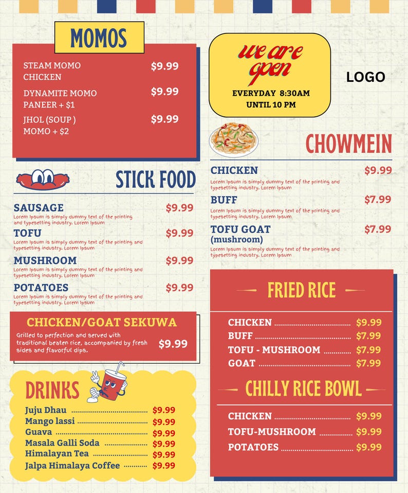 Editable Restaurant Menu Template – Canva Food Truck Business (digital ...