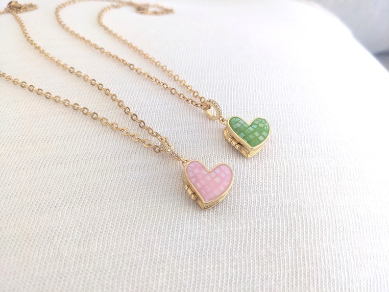 Wicked-inspired Heart Necklace: Green/pink Shell Locket, Elphaba Glinda ...