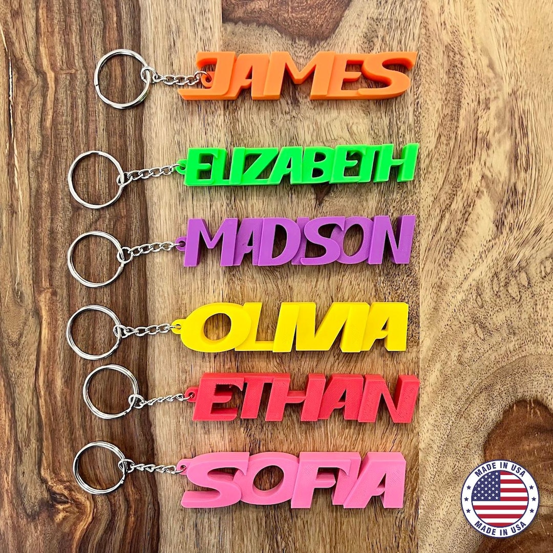 Keychain/keyring Name Tags, 3D Printed, Personalized, School Bag, Party ...