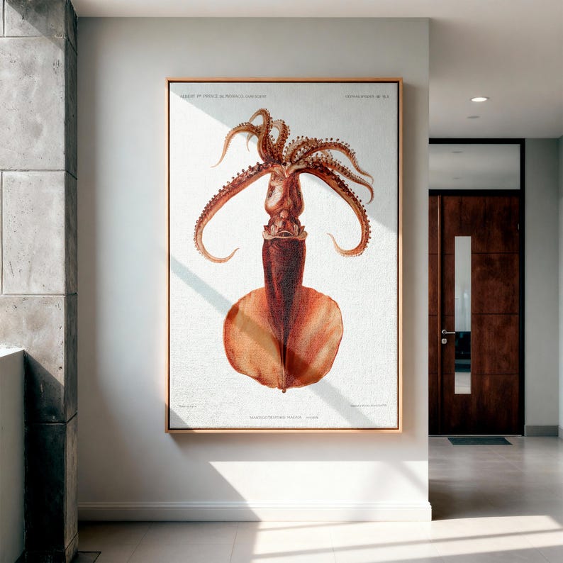Vintage Squid Art Scientific Poster: Mastigoteuthis Magna Illustration ...