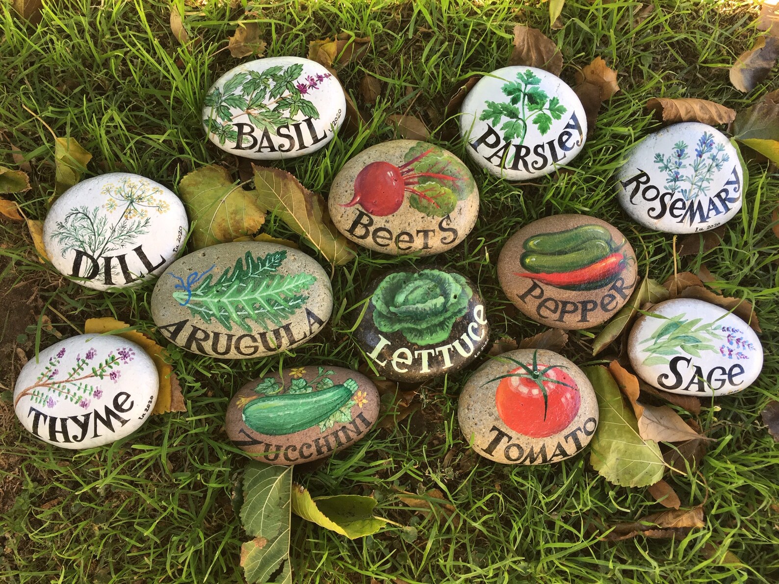 Herb Garden Markers Painted on the Rocks. Super Happy - Etsy